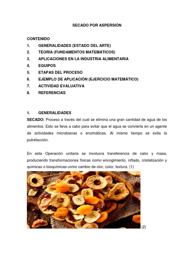 Secado Por Aspersion | PDF | Calor | Evaporación