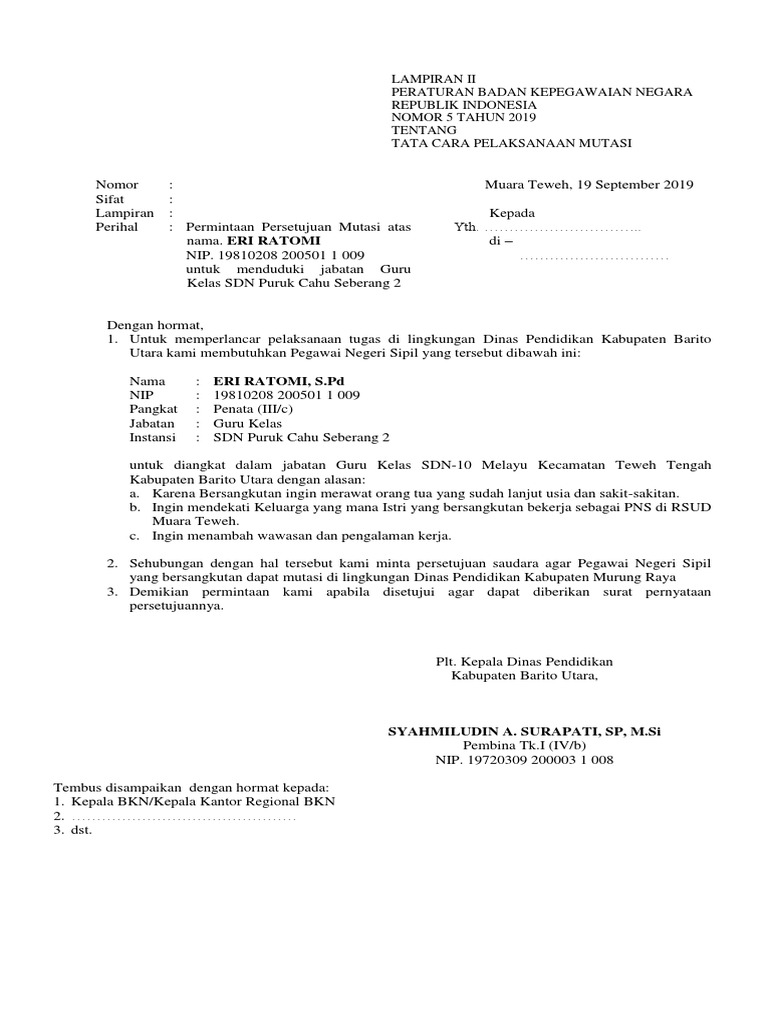 Format Usul Mutasi | PDF