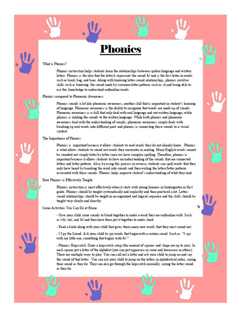 Parent Newsletter - Phonics and Phonological Awareness | PDF | Phonics ...