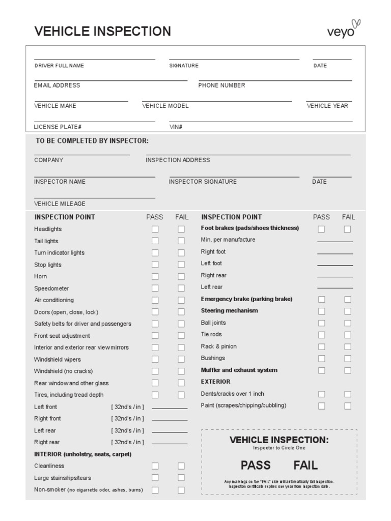 Vehicle Inspection Form | PDF | Vehicles | Private Transport