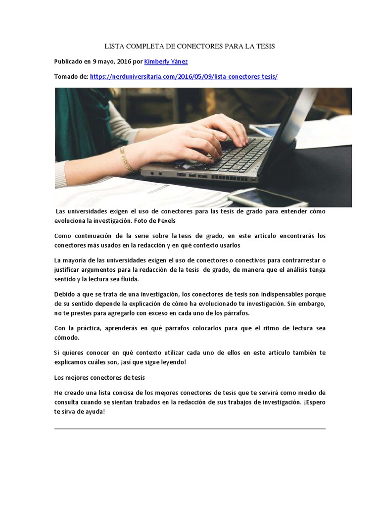 Lista de Conectores para Tesis | PDF | Razón | Epistemología
