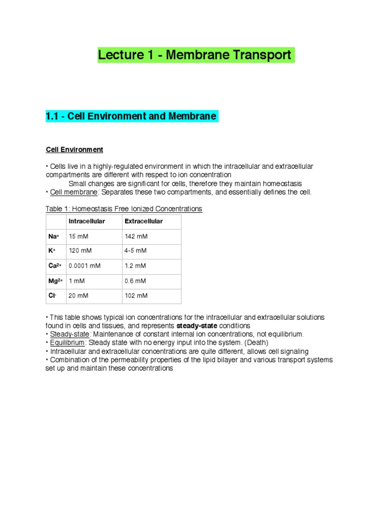 Exam 1 Notes | PDF | Osmosis | Cell Membrane