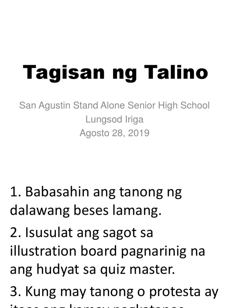Tagisan NG Talino | PDF