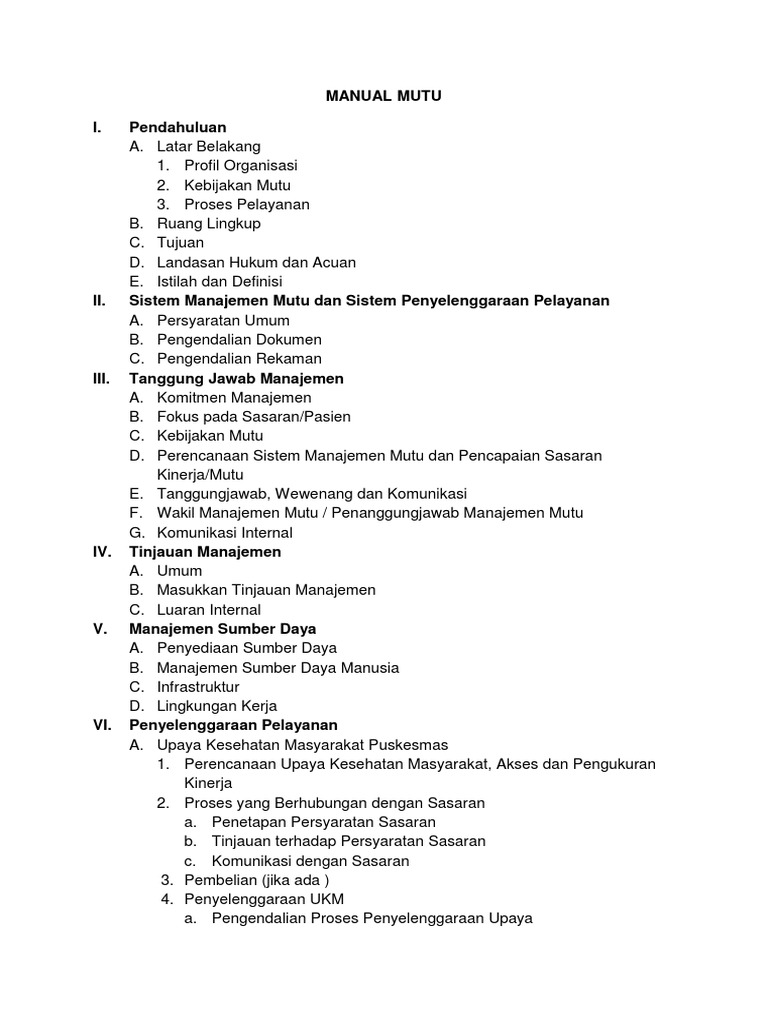 Format Manual Mutu | PDF