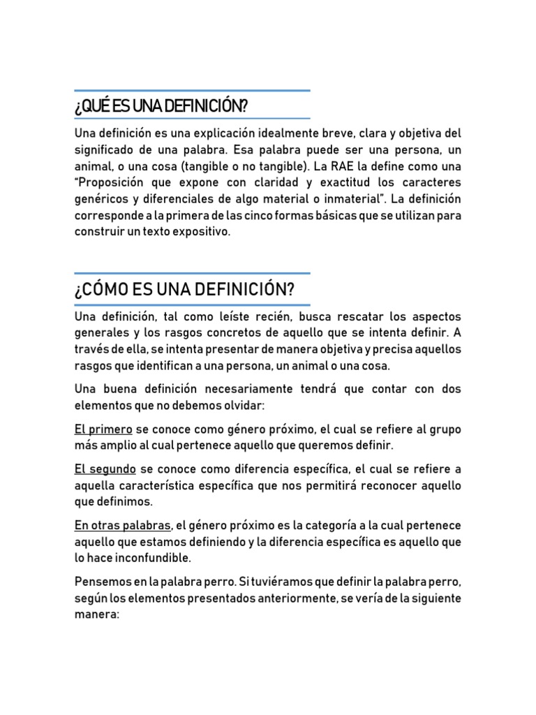 Qué Es Una Definición | PDF | Diccionario | Palabra