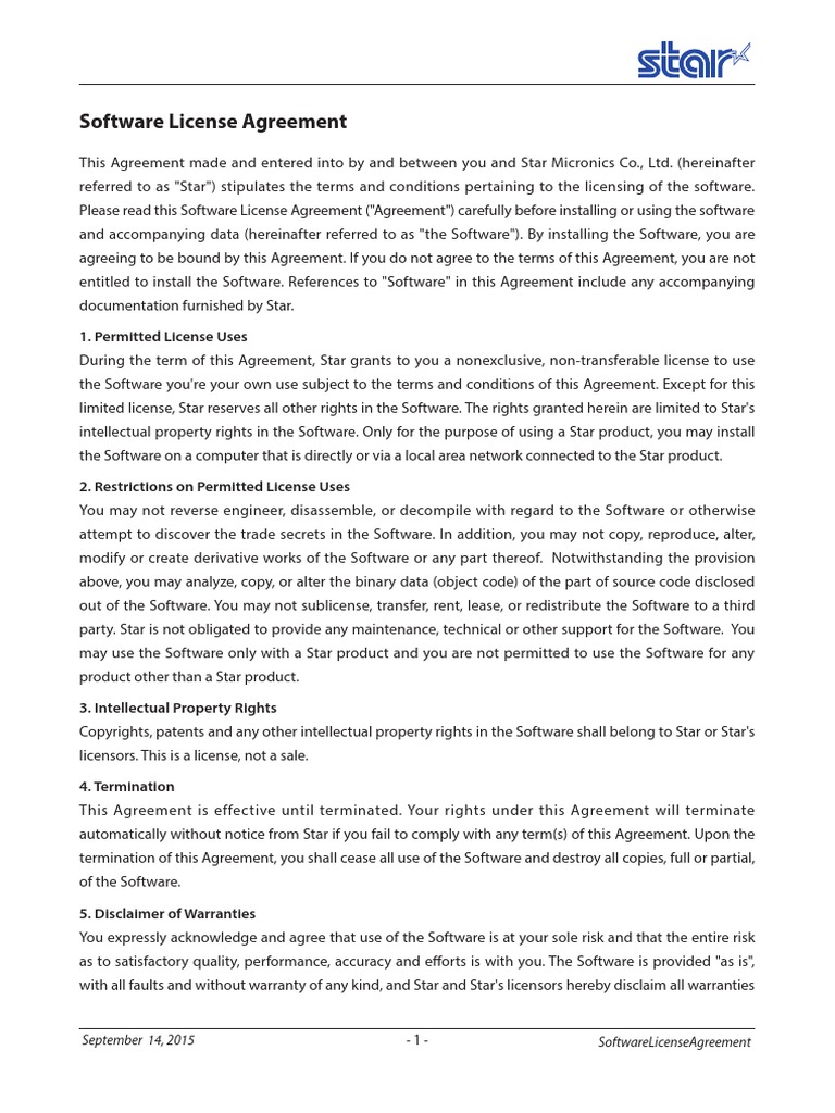 SoftwareLicenseAgreement PDF | PDF | License | Damages