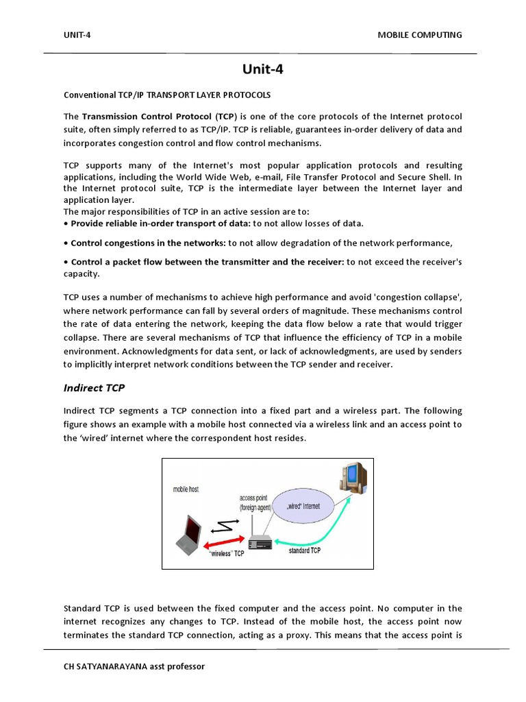 Unit-4: Indirect TCP | PDF | Transmission Control Protocol | Internet ...