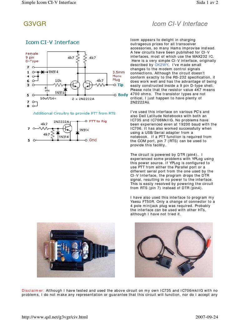 Simple Icom CI-V Interface | PDF | Digital Electronics | Electronics