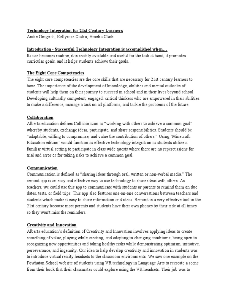 21st Century Learners: Tech Integration Guide | PDF | Virtual Reality ...