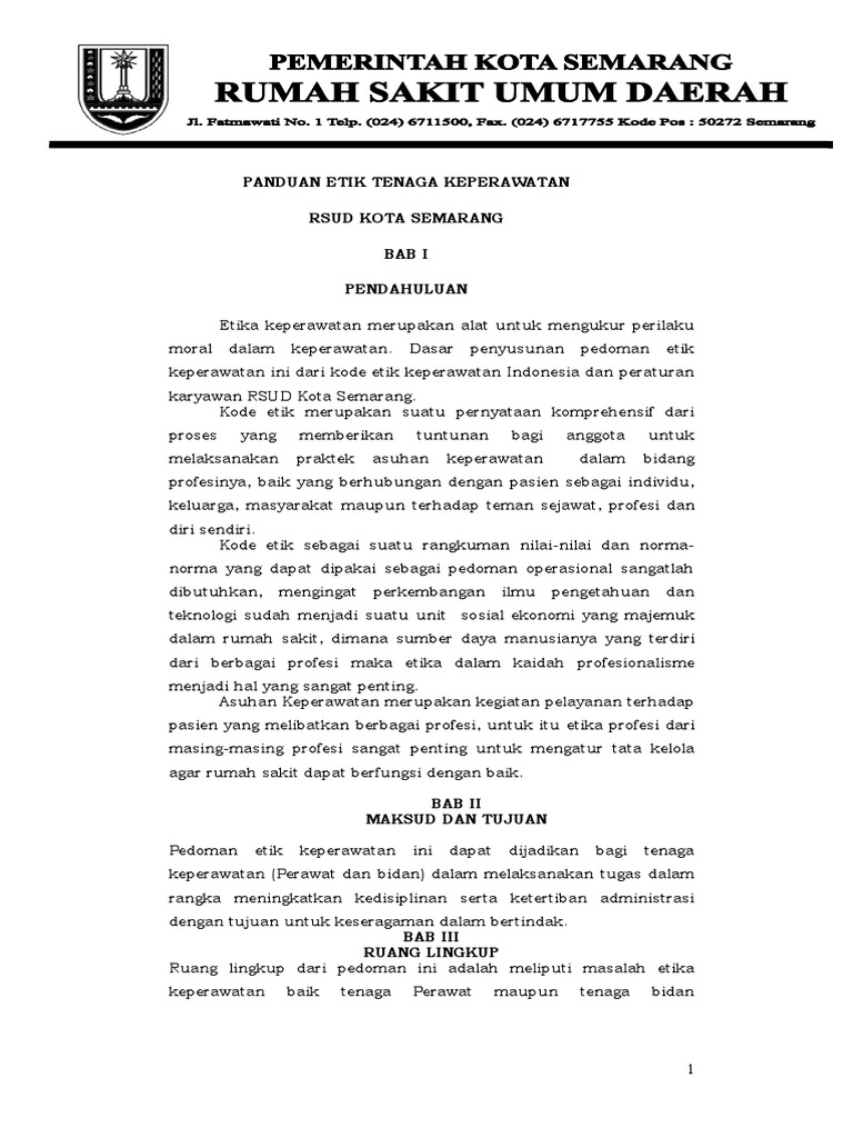 Panduan Etik Keperawatan RSUD Semarang | PDF