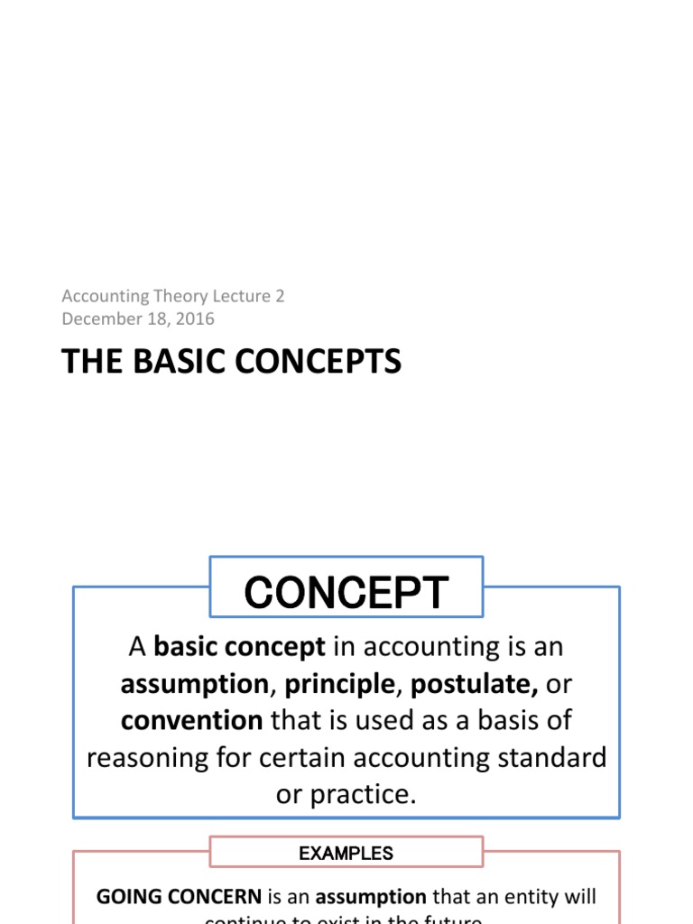 Lecture 2 Basic Concepts | PDF | Going Concern | Historical Cost