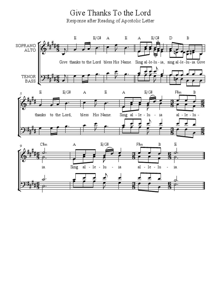 Give Thanks To The Lord PDF | PDF | Choral Music | Choral Compositions