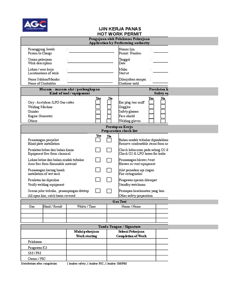 Izin Kerja Panas dan Persiapan Keselamatan | PDF | Safety | Chemistry