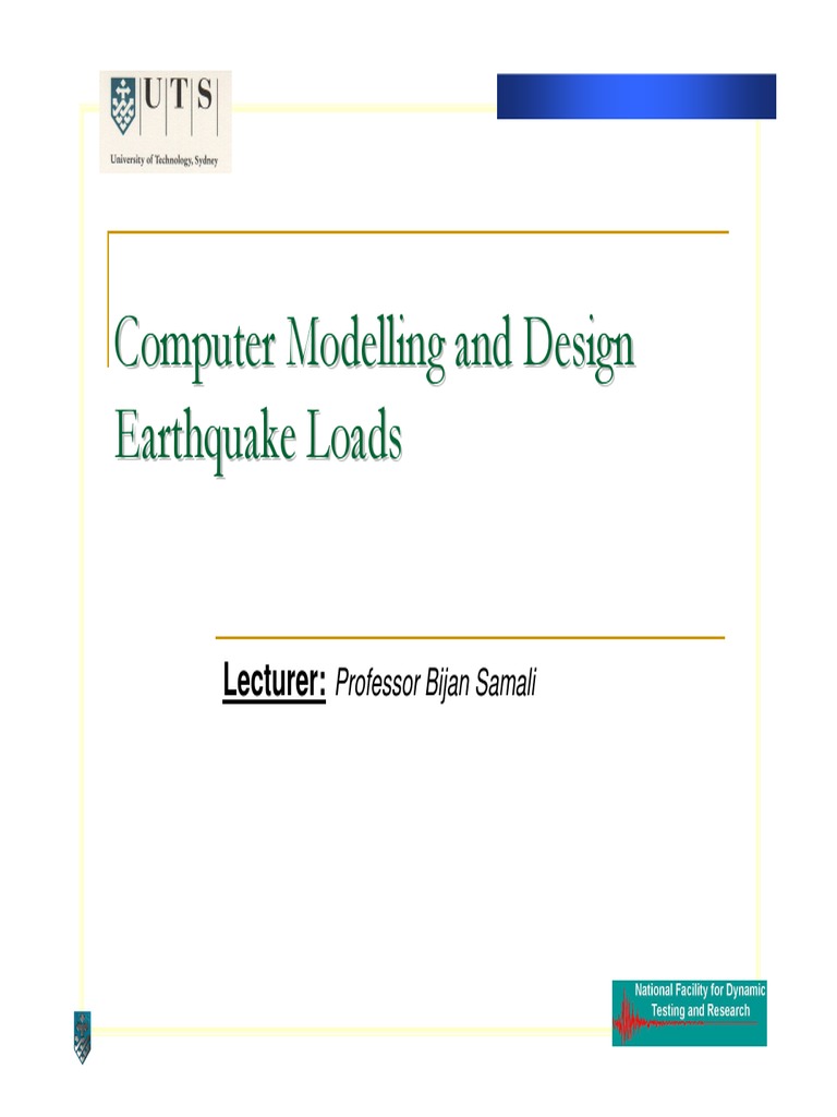 Computer Modelling and Design Earthquake Loads | PDF