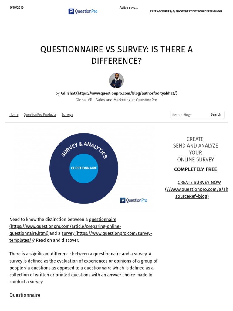 Questionnaire Vs Survey - Is There A | PDF | Survey Methodology ...