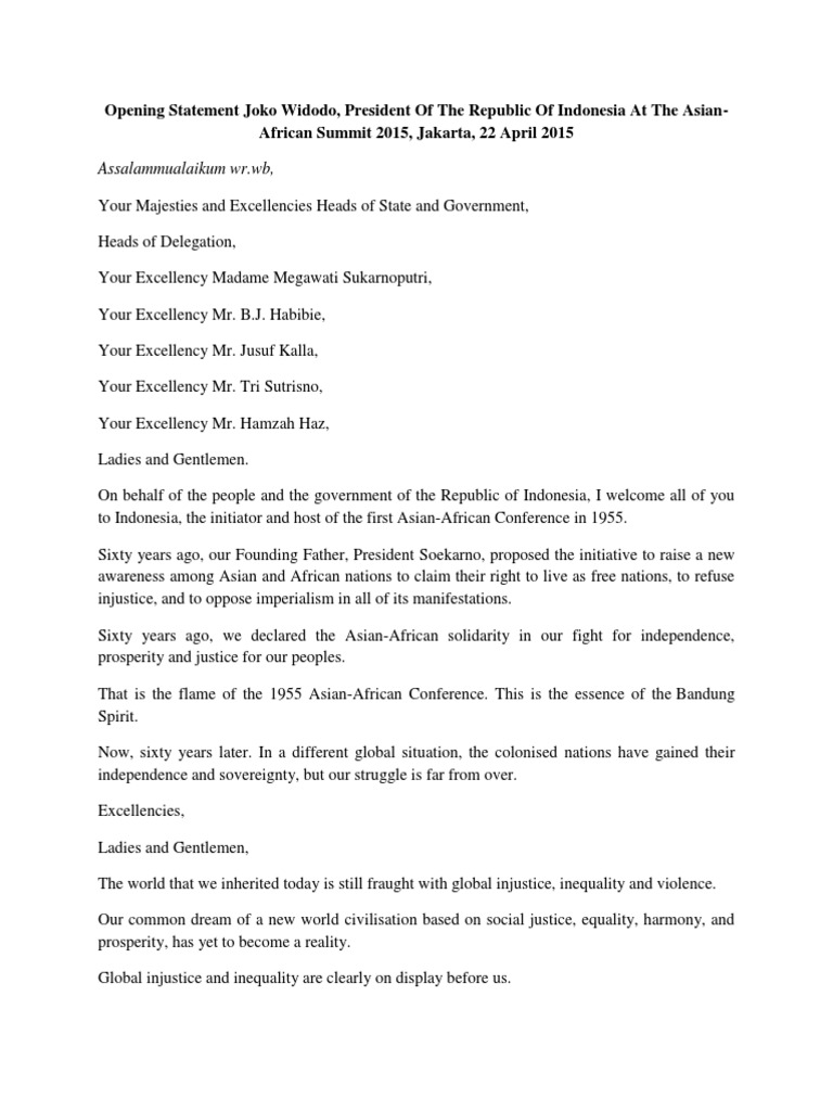 Speech Transcript | Download Free PDF | Indonesia | International Relations