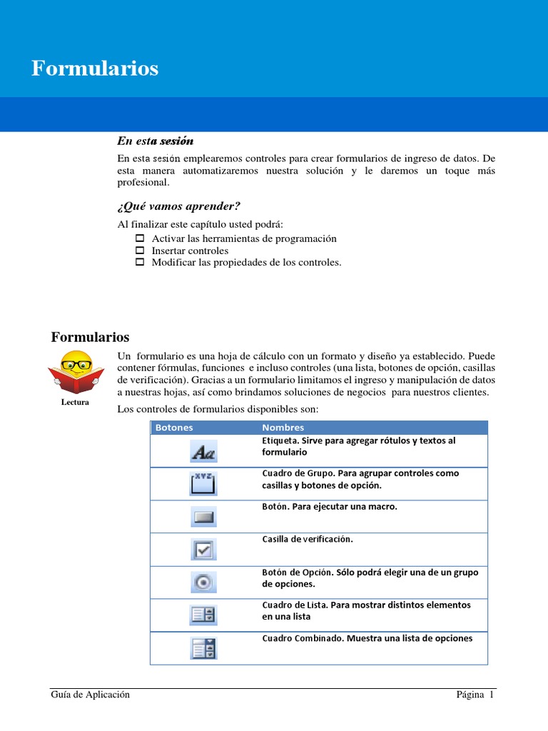 GUIA-Formularios V2 Exce ( | PDF | Hoja de cálculo | Microsoft Excel