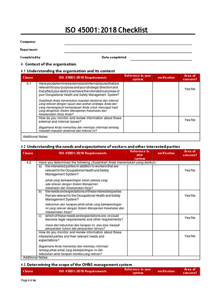 Ensuring Worker Safety: An ISO 45001 Compliance Checklist | PDF | Risk ... Ensuring Worker Safety: An ISO 45001 Compliance Checklist | PDF | Risk ...