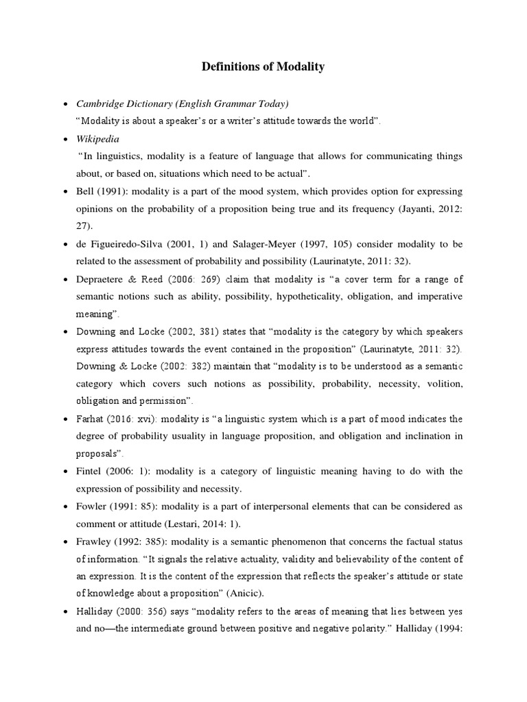 Definition of Modality | PDF | Modal Logic | Proposition