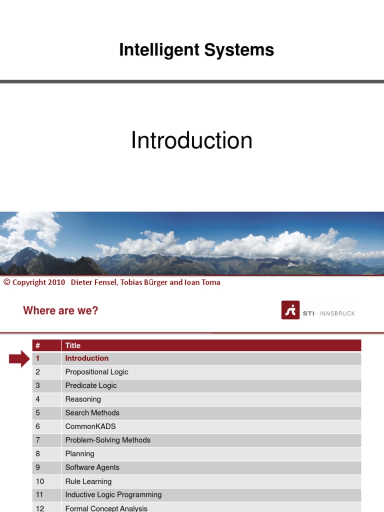 01 Intelligent Systems-Introduction | PDF | Knowledge Representation ...