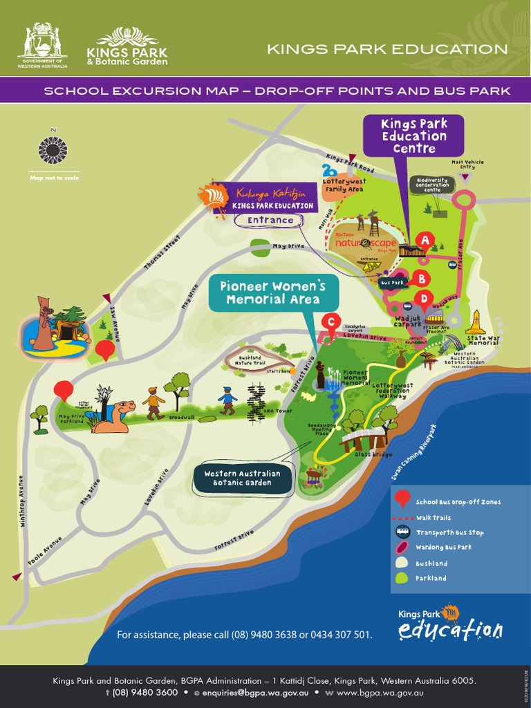 Kings Park Education: School Excursion Map - Drop-Off Points and Bus ...