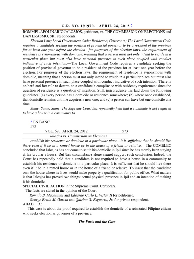 SCRA Constitutional Law Cases | PDF | Domicile (Law) | Jurisdiction