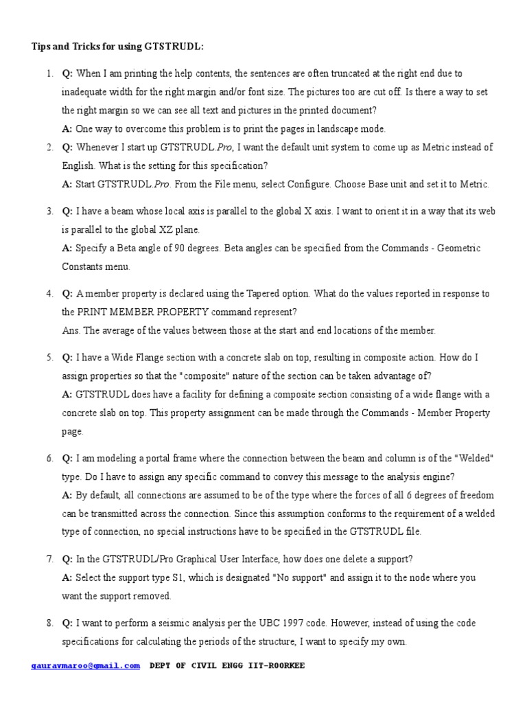 GT STrudl Training | PDF | Parameter (Computer Programming) | Computer File