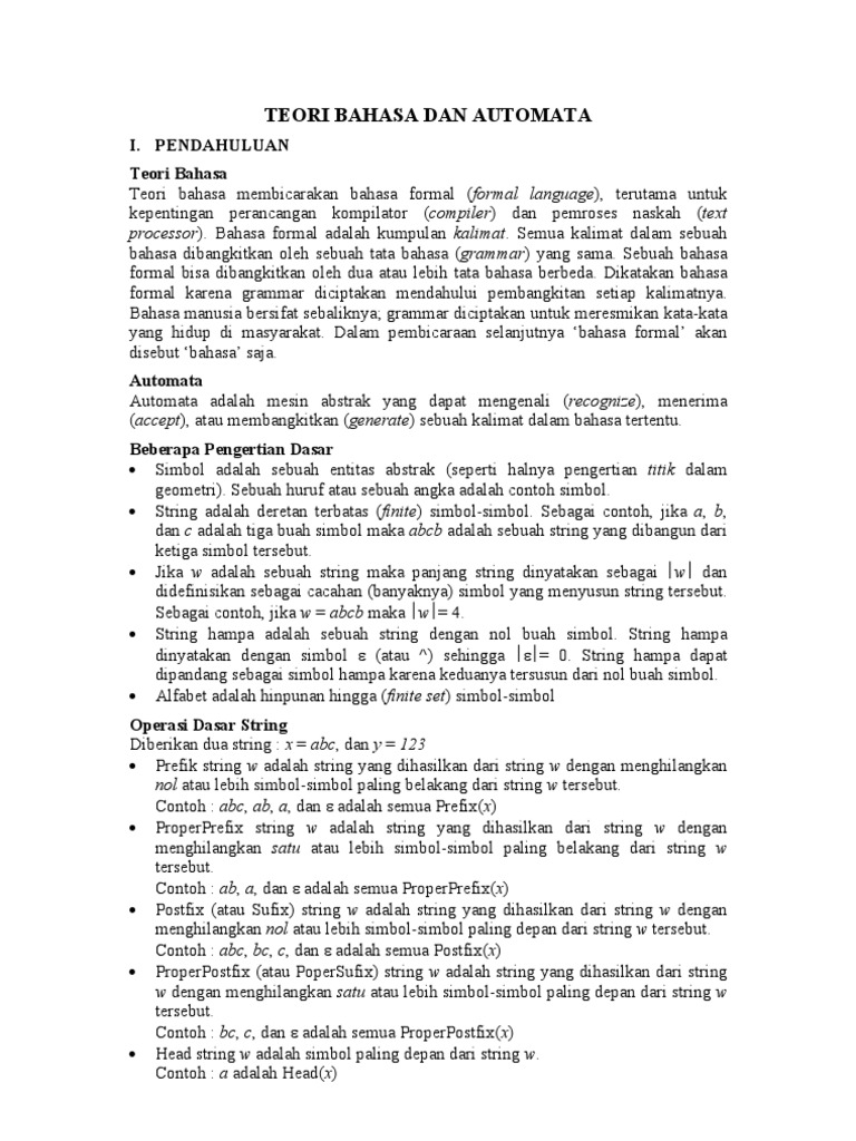 Teori Bahasa Automata | PDF