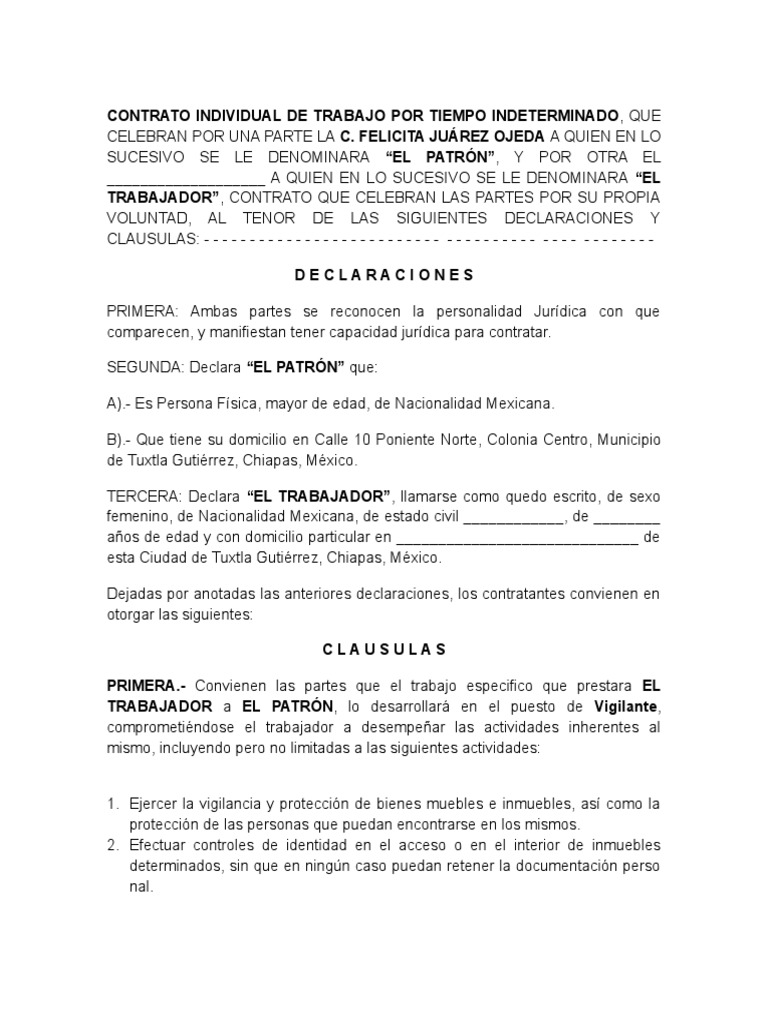 Contrato Individual de Trabajo | PDF | México | Gobierno