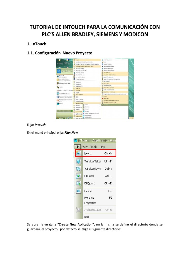 Tutorial Intouch Siemens Allen Bradley Modicom | PDF