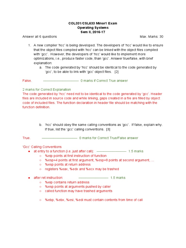 Iitd Exam Os Solution | PDF | Computer Engineering | System Software