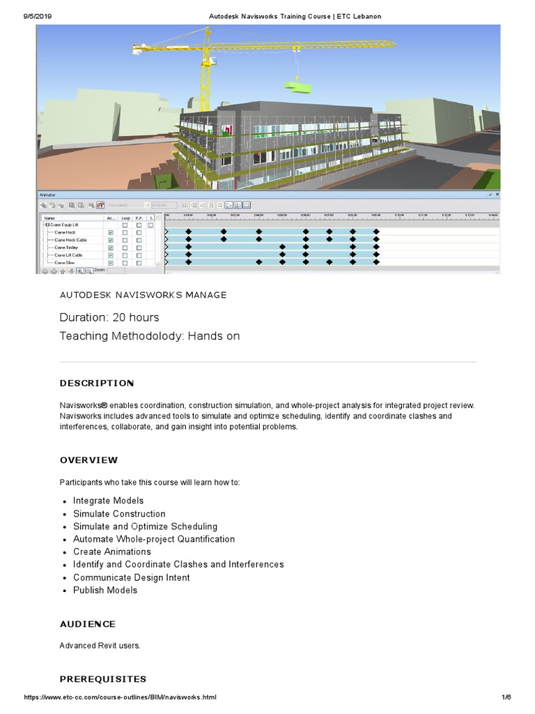 Autodesk Navisworks Training Course - ETC Lebanon | PDF | Autodesk ...