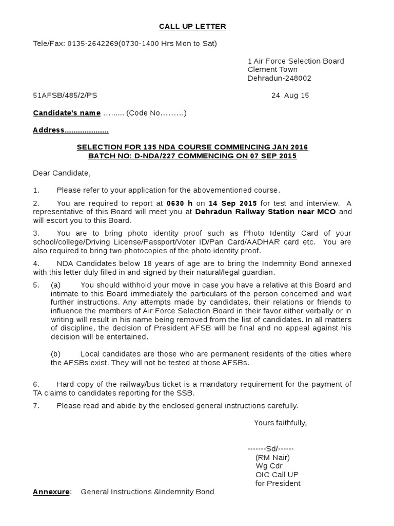 Call Letter | PDF | Identity Document | Government