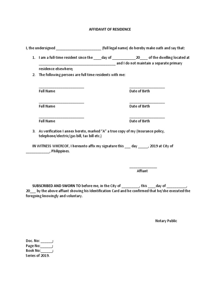 Affidavit of Residency | PDF