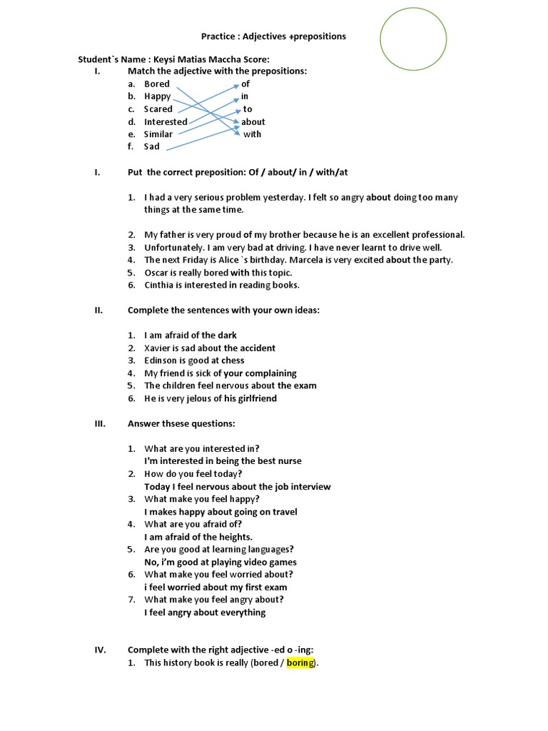 Adjectives +prepositions | PDF | Syntax | Grammar