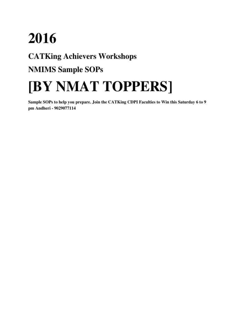 NMIMS SOP Samples PDF | PDF | Business Intelligence | Goal