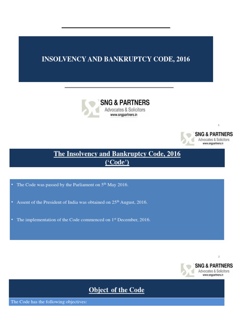 The Insolvency and Bankruptcy Code, 2016: An Overview of India's New ...