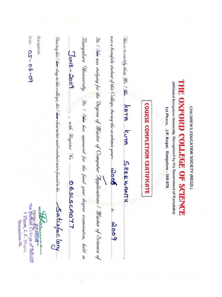 Provisional and Competed MCA Certificate PDF | PDF