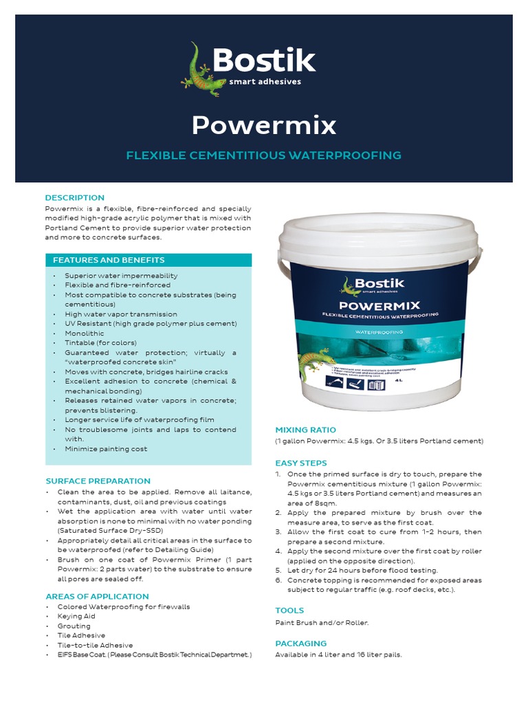 Bostik Powermix Tds Rev1 PDF | PDF | Adhesive | Concrete