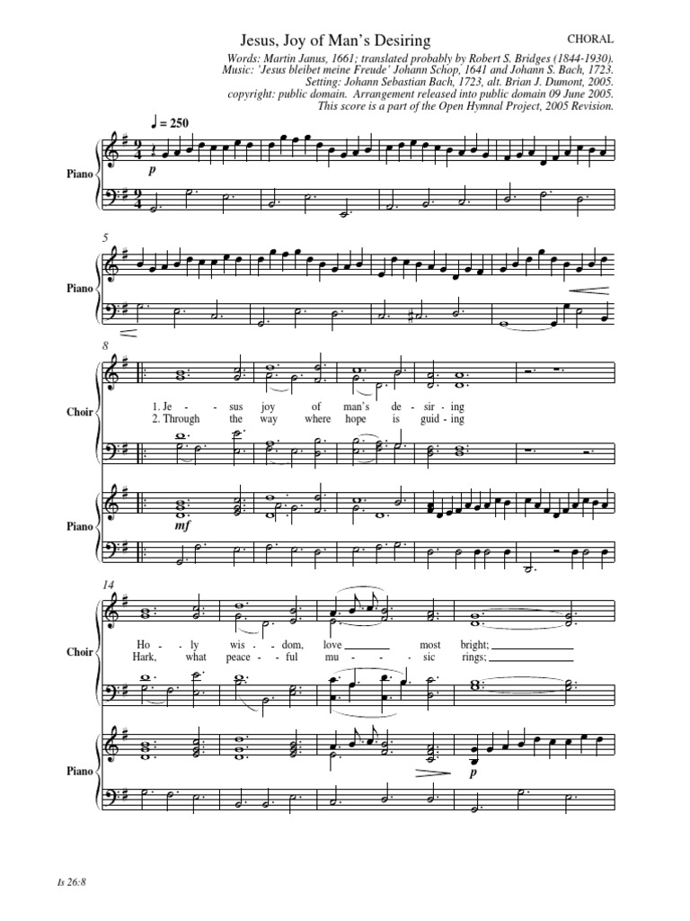 Jesus, Joy of Man's Desiring: Piano | PDF | Jesu, Joy Of Man's Desiring ...