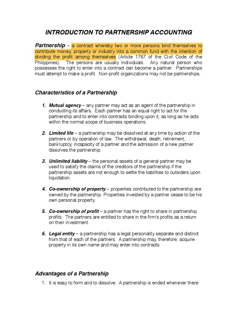 Partnership Accounting Introduction | PDF | General Partnership ...