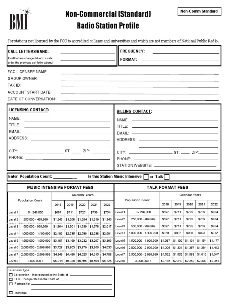Non-Commercial (Standard) Radio Station Profile | PDF | Radio ...