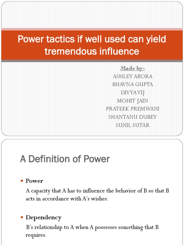 Power Tactics PPT Final | PDF | Sexual Harassment | Persuasion