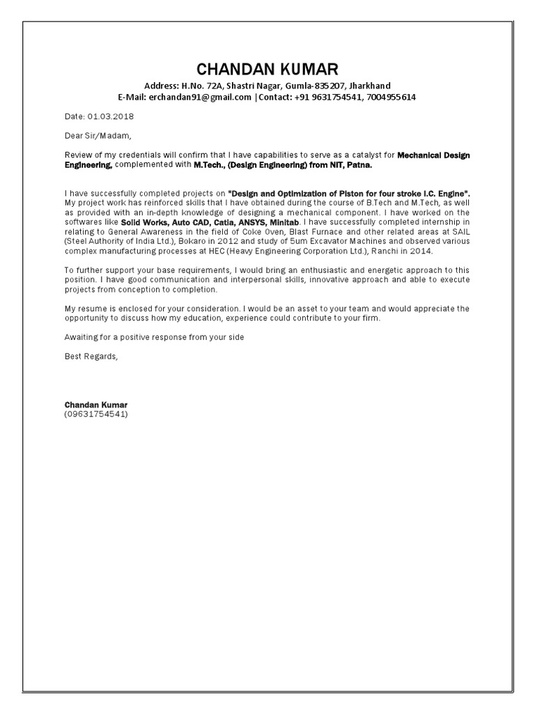 Chandan - Cover Letter PDF | PDF
