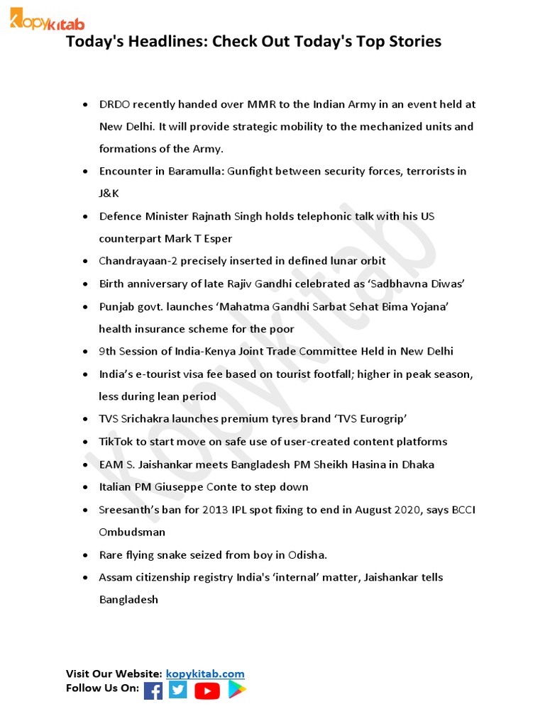 Today's Headlines: Check Out Today's Top Stories: Visit Our Website ...