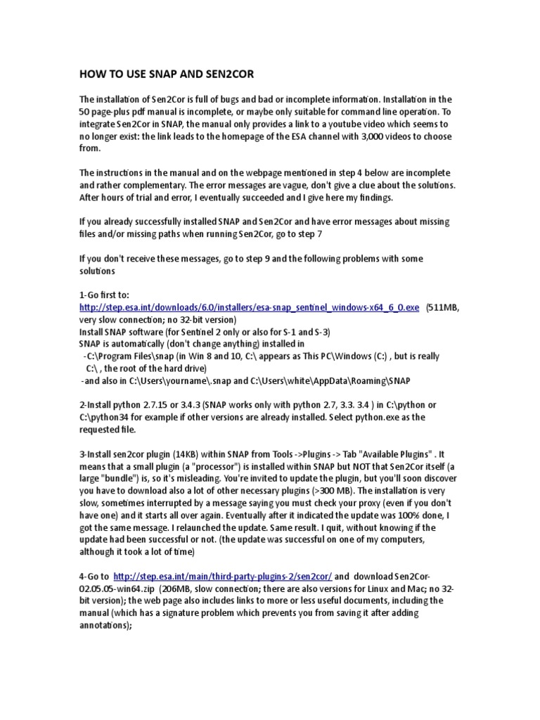 Overcoming Obstacles: A Step-by-Step Guide to Successfully Installing and Using SNAP and Sen2Cor ...