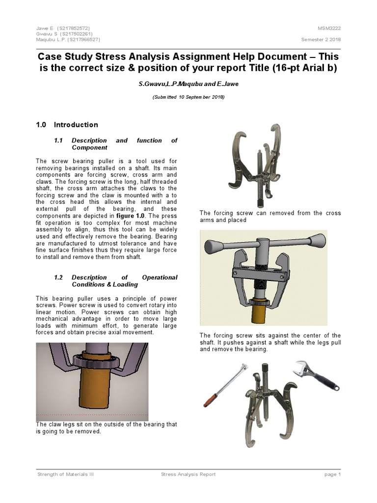 Case Study Stress Analysis Assignment Help Document - This Is The ...