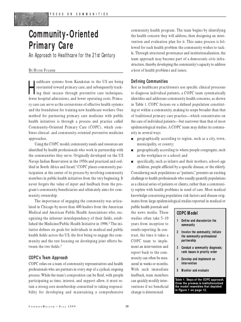 10 Community Oriented Primary Care | PDF | Primary Care | Health Care