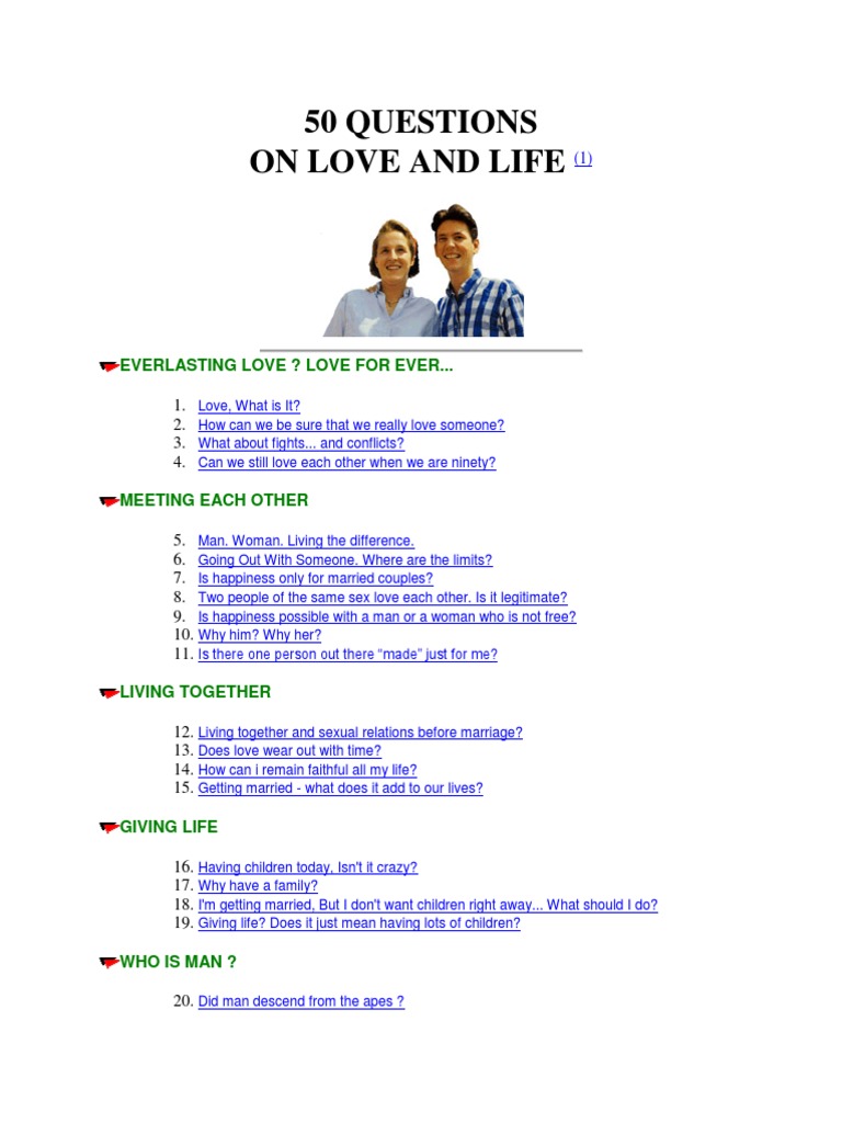 50 Questions On Love | PDF | Marriage | Love