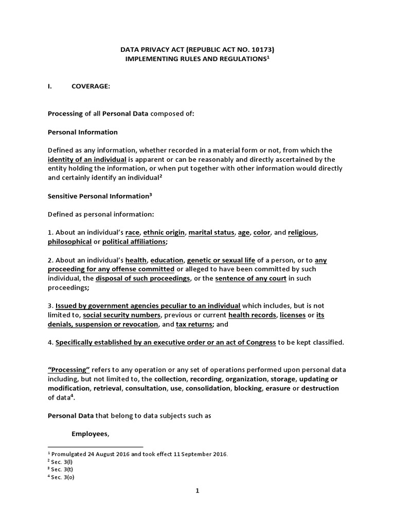DATA PRIVACY ACT - 2012brief | PDF | Personally Identifiable ...